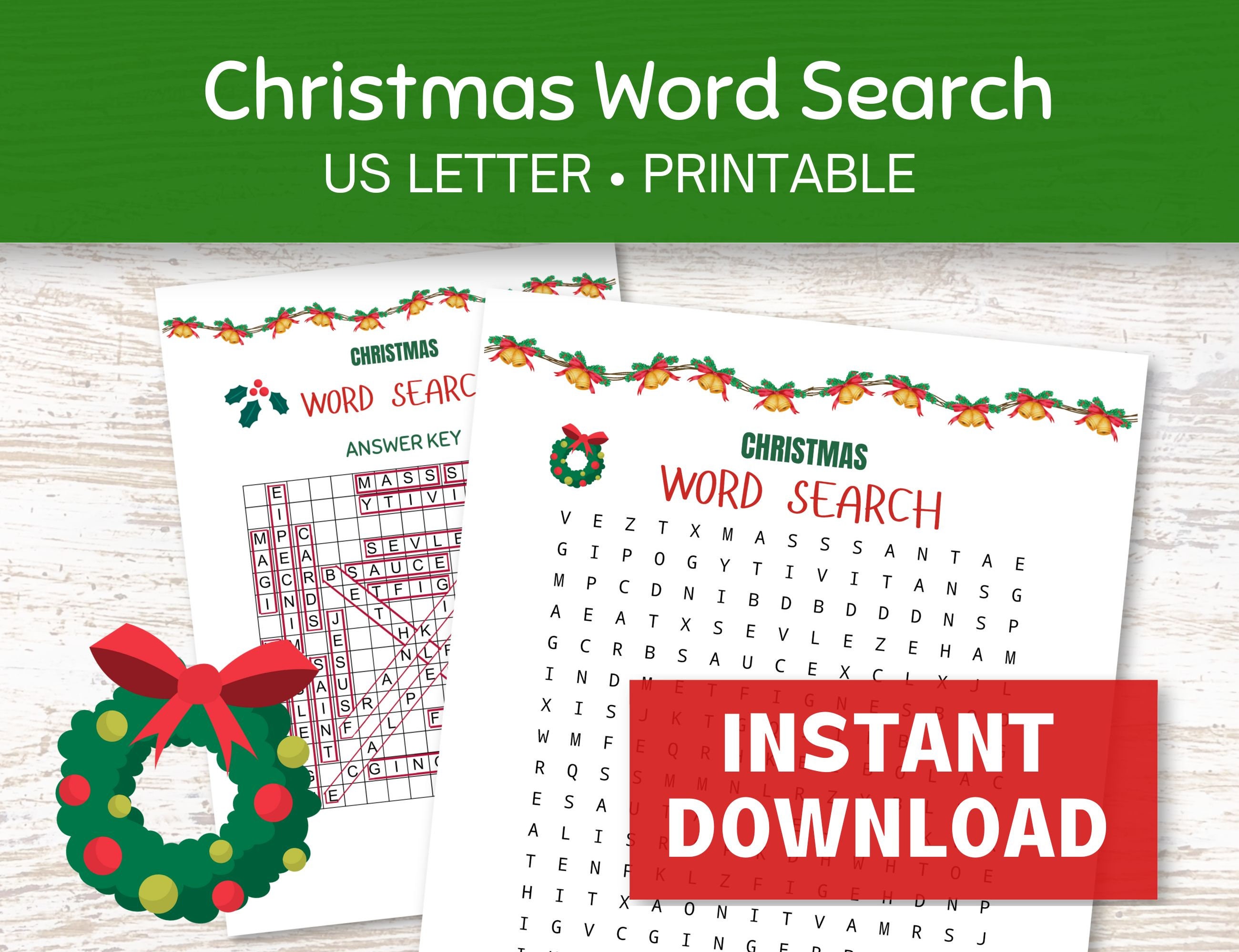 Christmas Word Search Printable, Christmas Word Search for Kids and ...