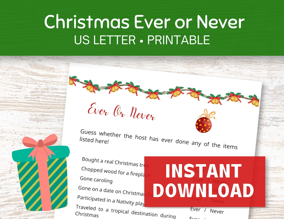 Christmas Ever or Never Game, Never Have I Ever Game, Christmas Games ...