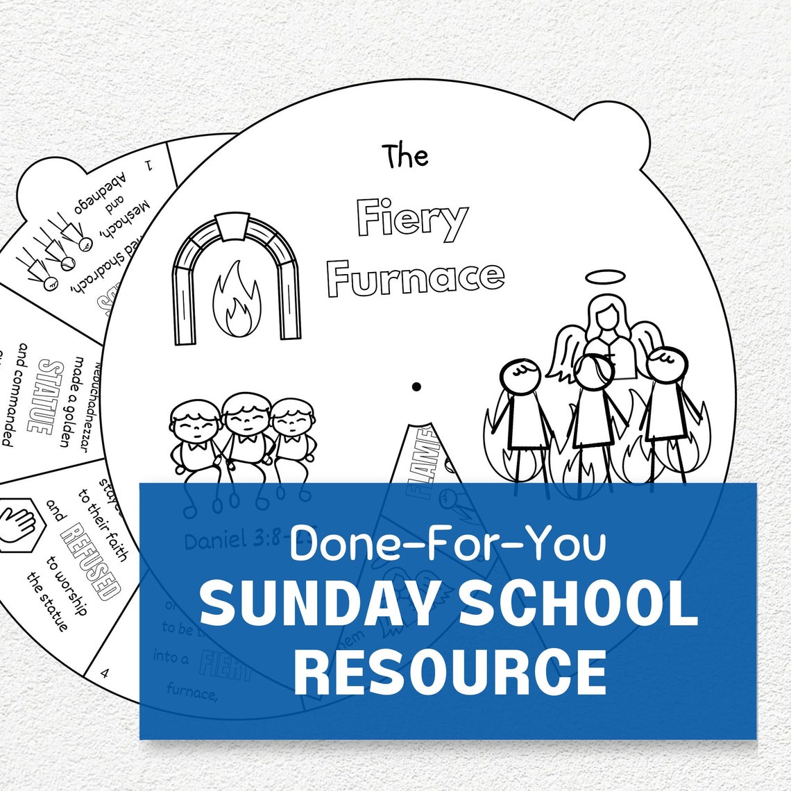 Fiery Furnace Coloring Wheel Printable, Sunday School Craft, Kids Bible ...