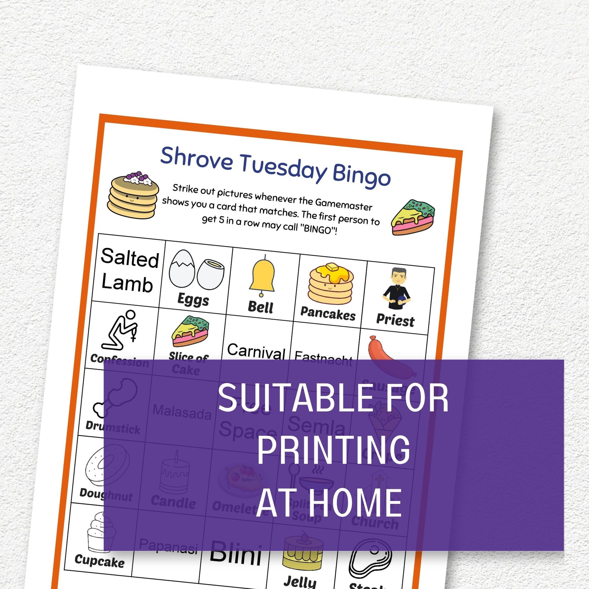 Shrove Tuesday Bingo, 50 Printable Bingo Cards, Pancake Day Activities ...