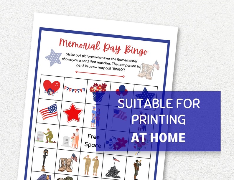 Memorial Day Bingo, 25 Cards Patriotic Bingo, Memorial Day Games ...