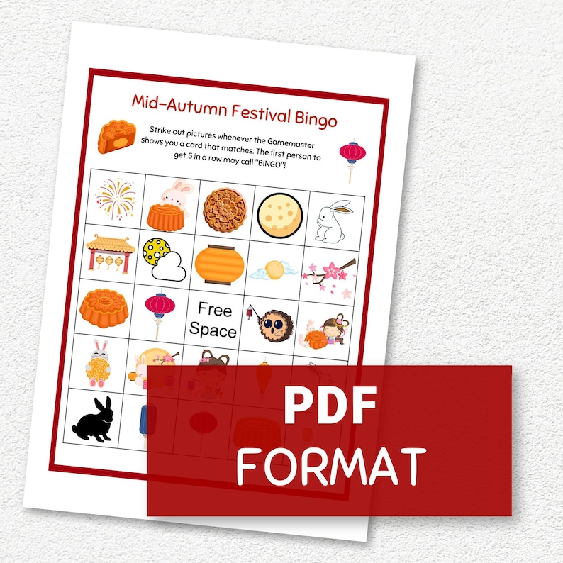 Mid-autumn Festival Bingo Cards Printable, 50 Holiday Bingo Cards PDF ...