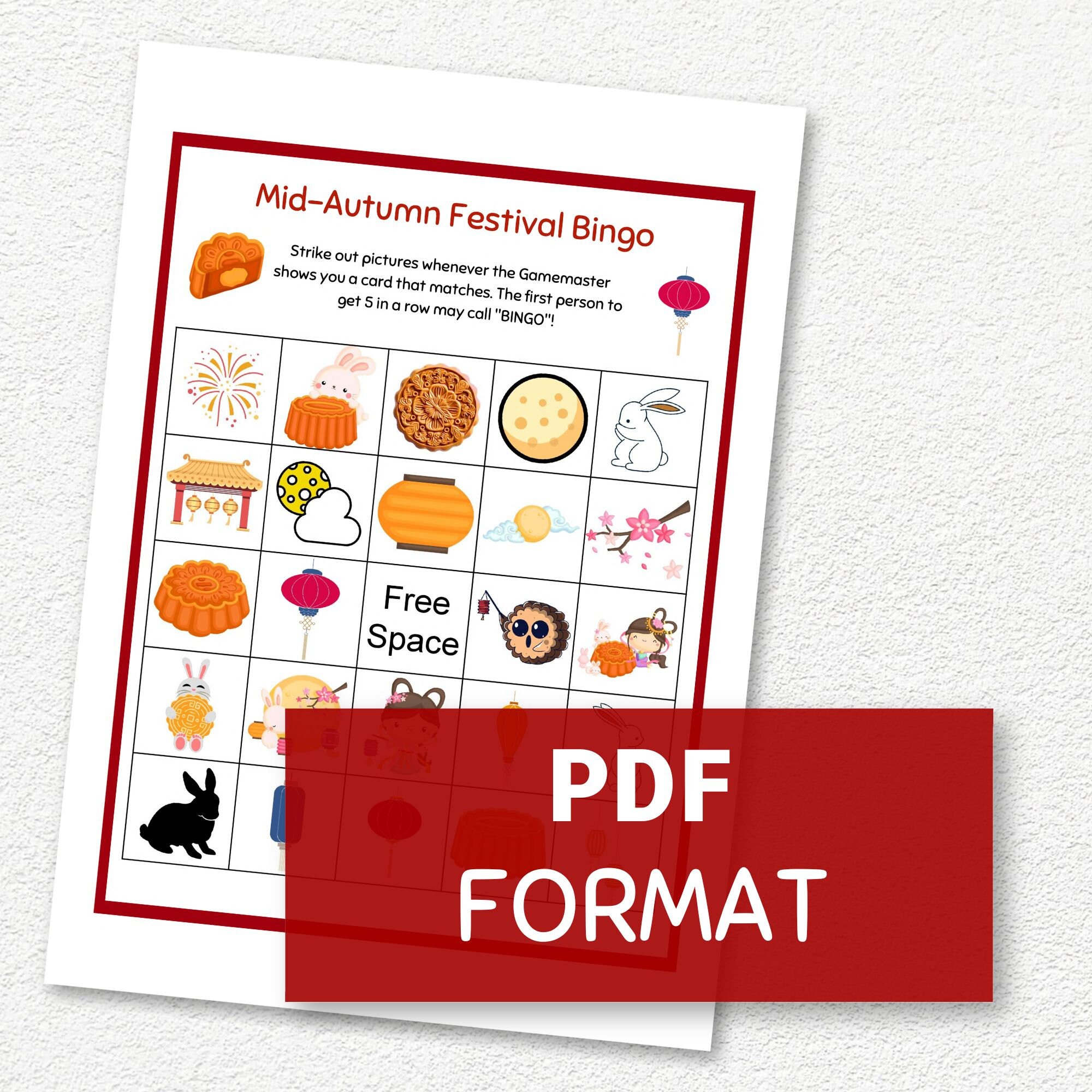Mid-autumn Festival Bingo Cards Printable, 50 Holiday Bingo Cards PDF ...
