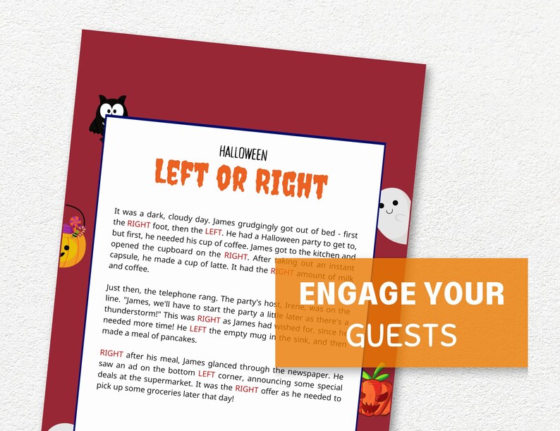 Halloween Left Right Game Printable, Halloween Pass the Prize Game ...