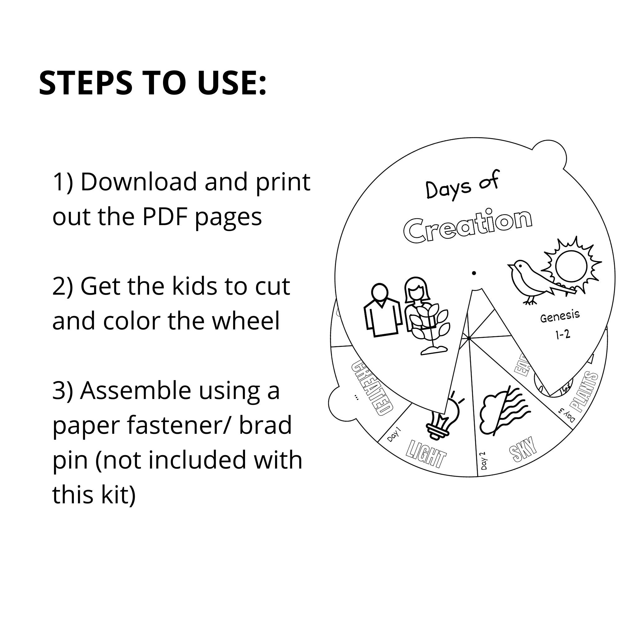 Days of Creation Coloring Wheel, Printable Sunday School Lesson ...