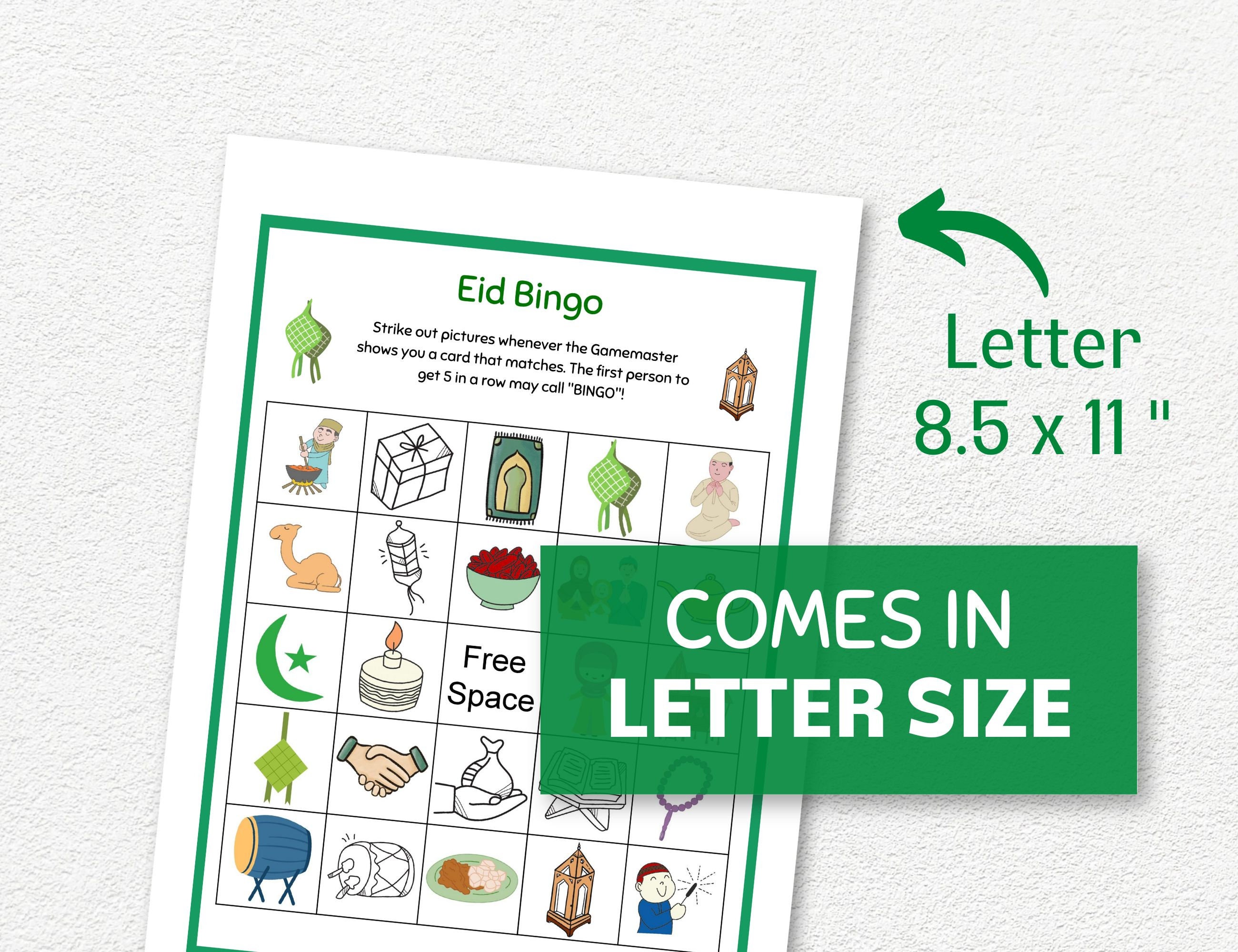 Eid Bingo Cards Printable, 50 PDF Bingo Cards for Eid Al Fitr, Ramadan ...