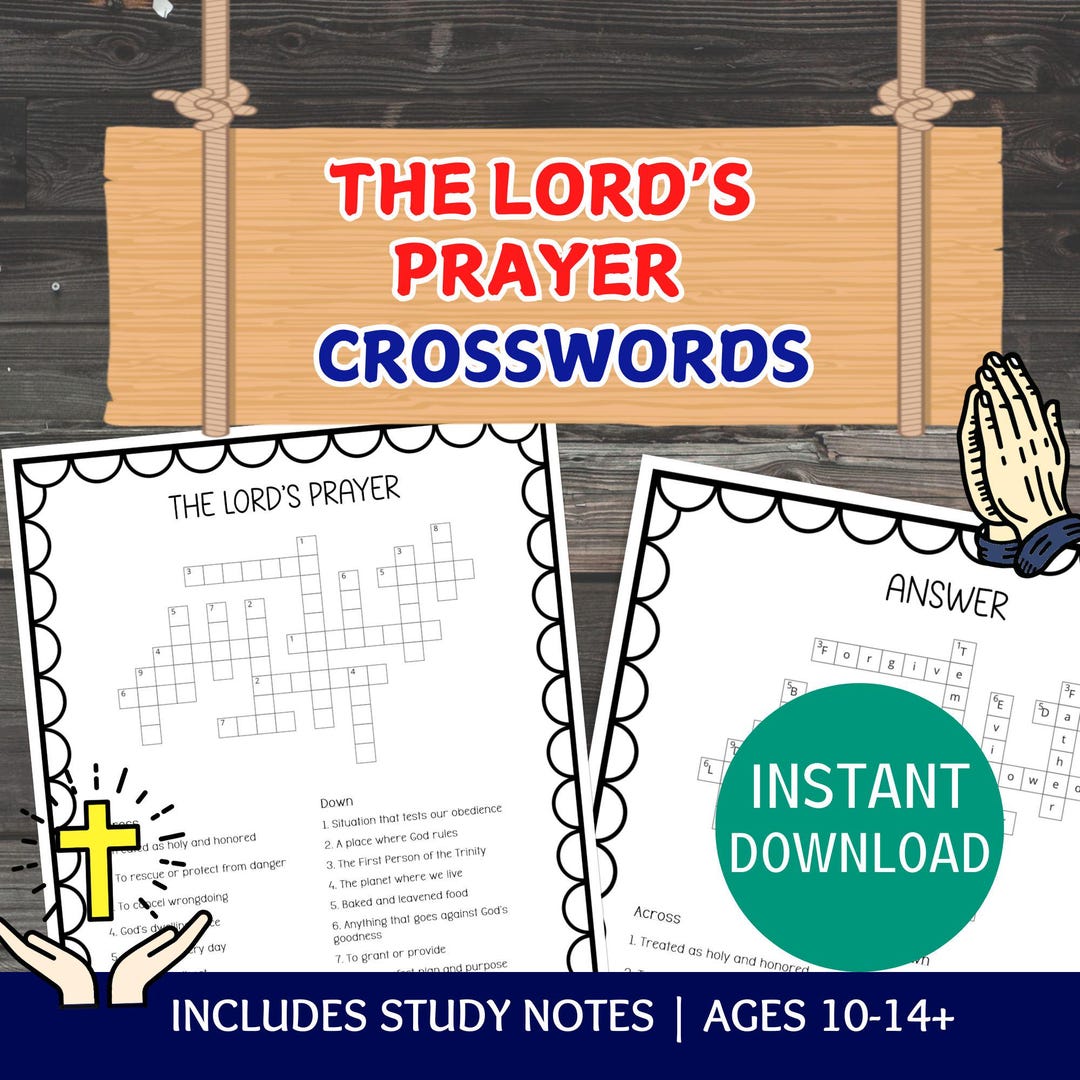 The Lord’s Prayer Crossword Puzzle, Printable Sunday School Lesson With ...