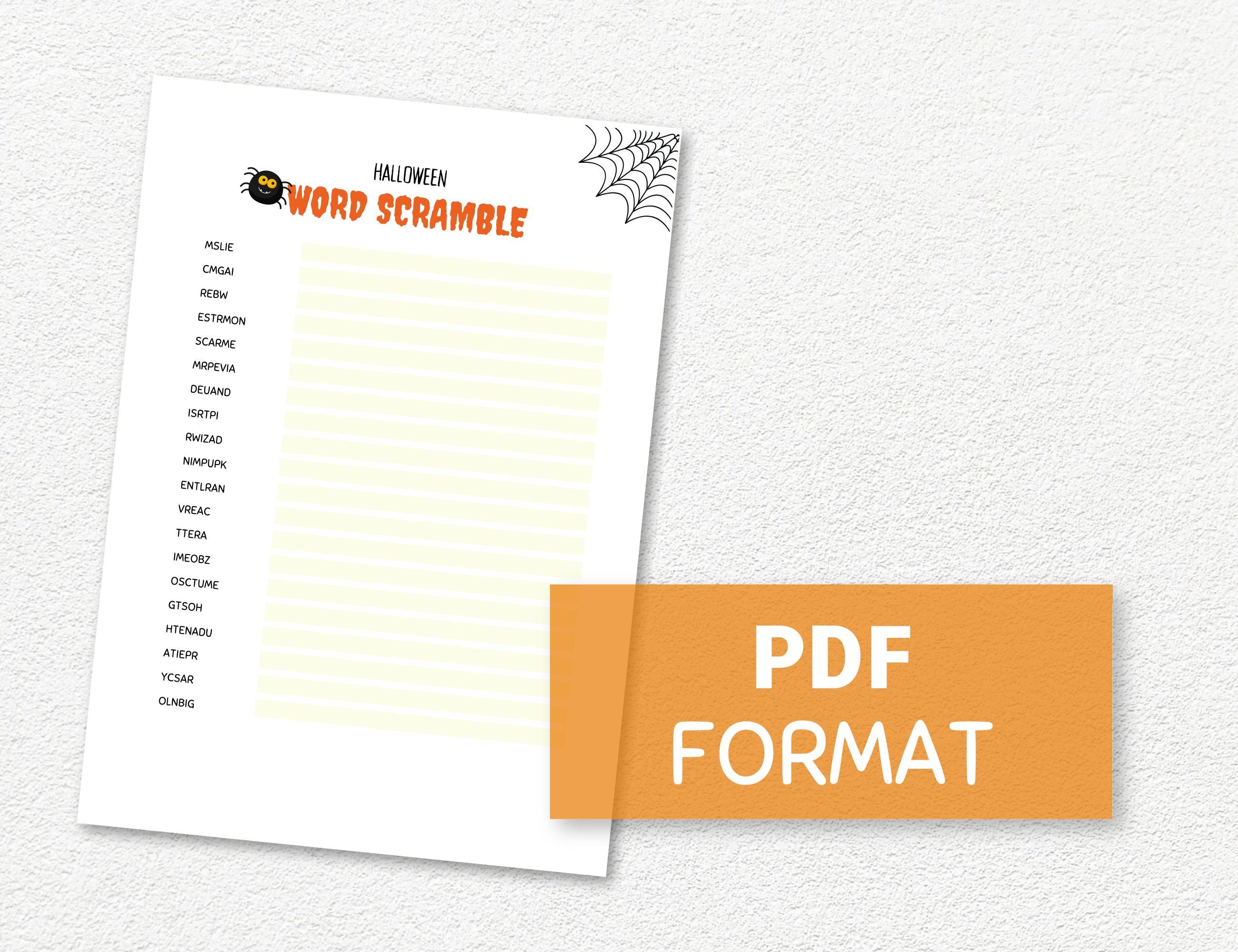 Halloween Word Scramble Printable Halloween Word Scramble for - Etsy