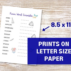 Purim Word Scrambles Game, 2 Printable Puzzles for the Jewish Holiday ...
