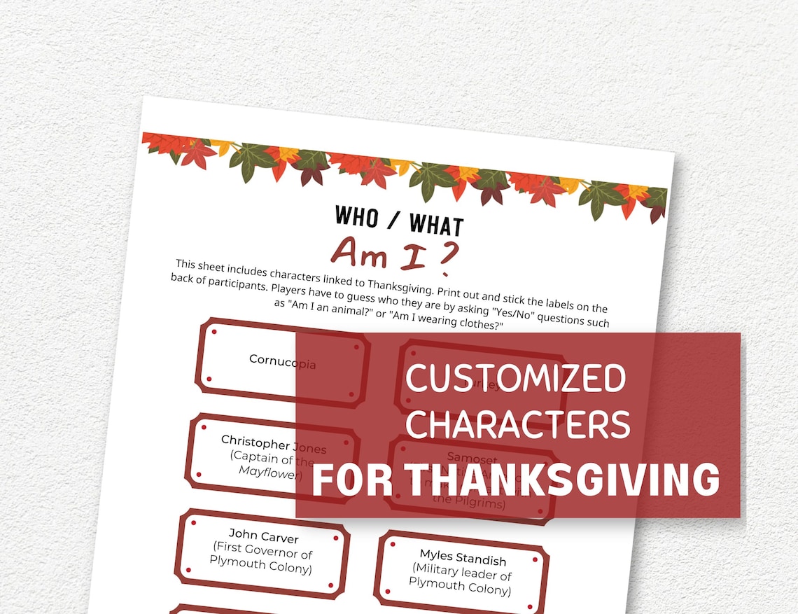 Thanksgiving Who Am I Game, Thanksgiving Guess My Word, Printable Guess ...