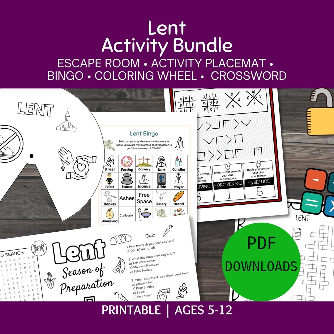 Lent Activity Bundle, 5 Printable Sunday School Lessons, Ash Wednesday ...