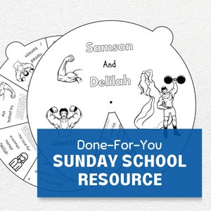 Samson and Delilah Coloring Wheel, Printable Sunday School Lesson, Kids ...