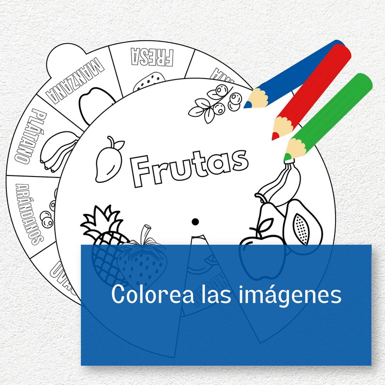 Spanish Fruits Coloring Wheel, Printable Crafts for Toddlers, Fruit ...