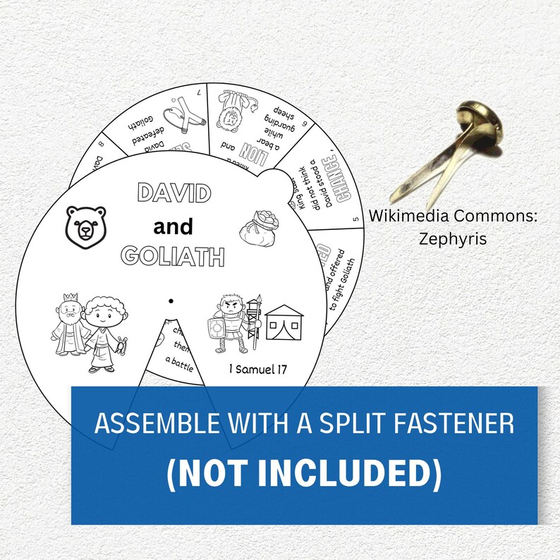 David and Goliath Coloring Wheel, Printable Sunday School Craft, Kids ...