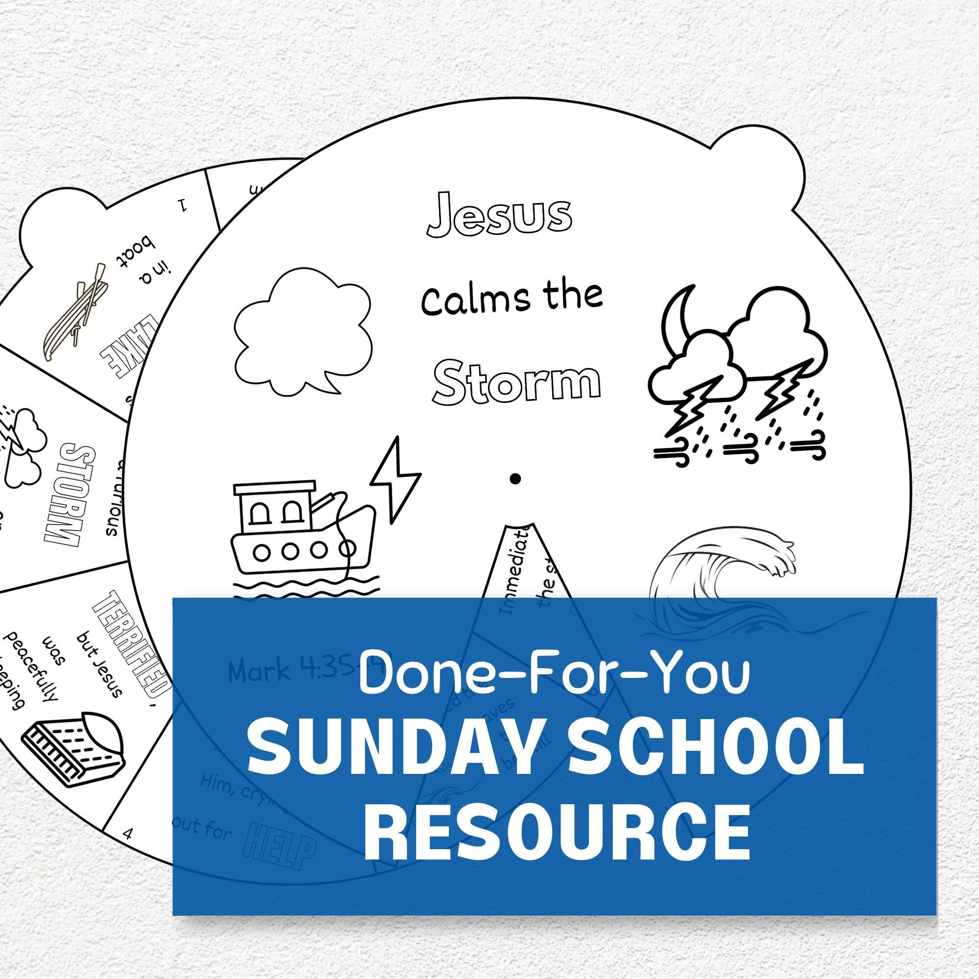 Jesus Calms the Storm Coloring Wheel, Printable Sunday School Lesson ...