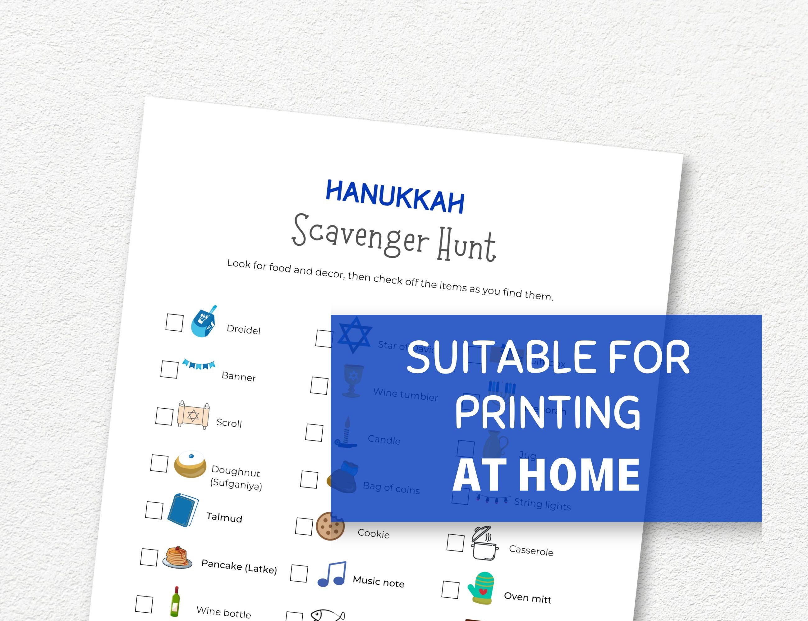 Hanukkah Scavenger Hunt Printable, Chanukah Scavenger Hunt for Kids and ...
