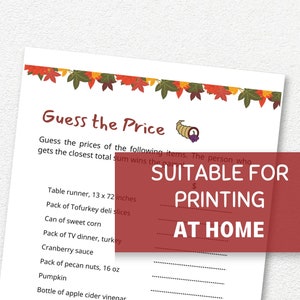 Thanksgiving Guess the Price Printable, Thanksgiving Guessing Game ...