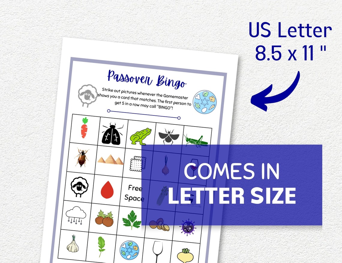 Passover Kids Bingo Cards, 25 Printable Cards for Pesach, Party Games ...