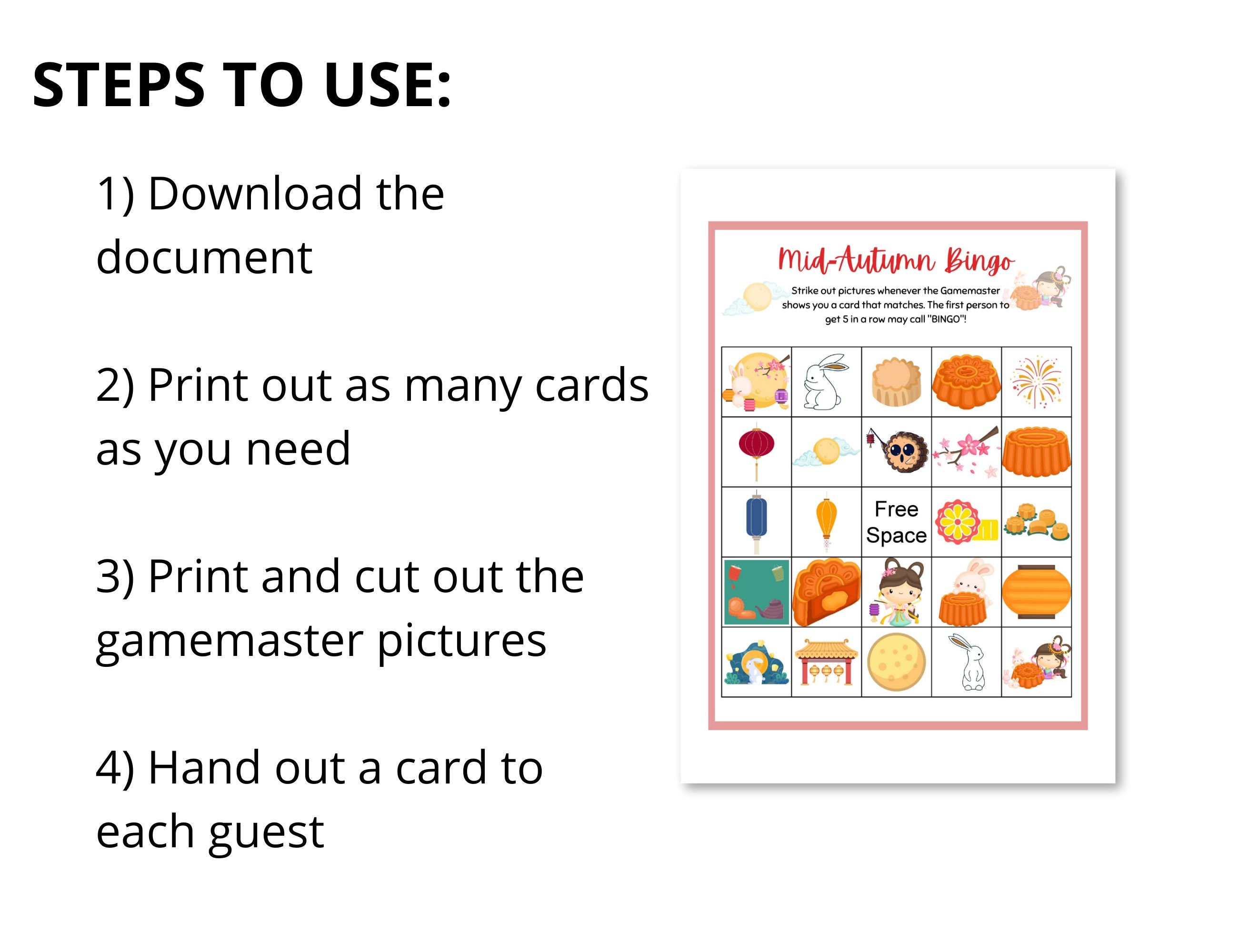 Mid-autumn Festival Bingo Cards, 25 Cards for Mooncake Festival, Mid ...
