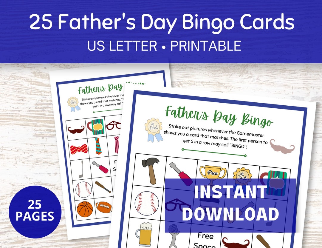 Father’s Day Bingo Game, 25 Bingo Cards, Party Games for Family - Etsy