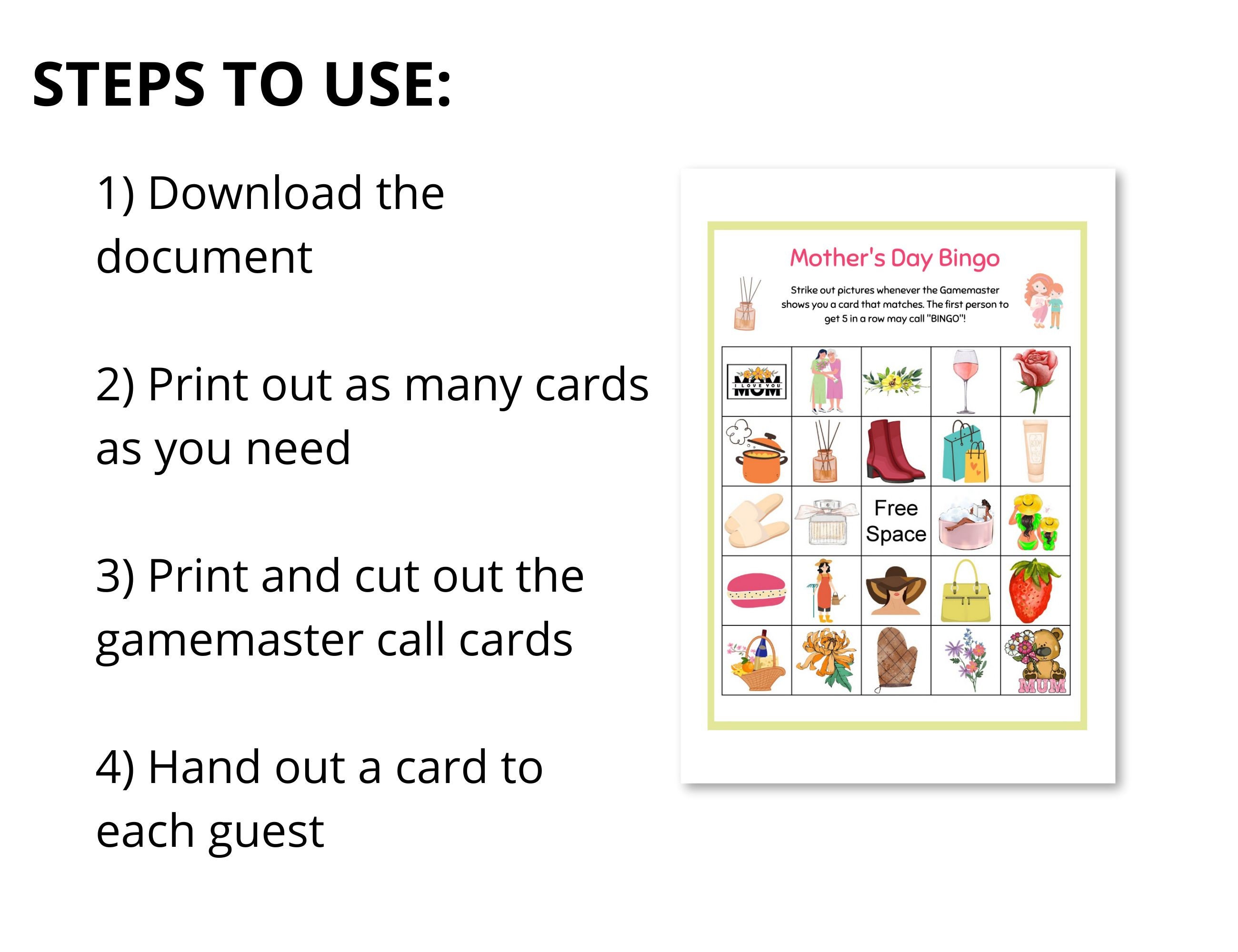 Mothers Day Bingo, 100 Bingo Cards, Family Game Night Printable, Games ...