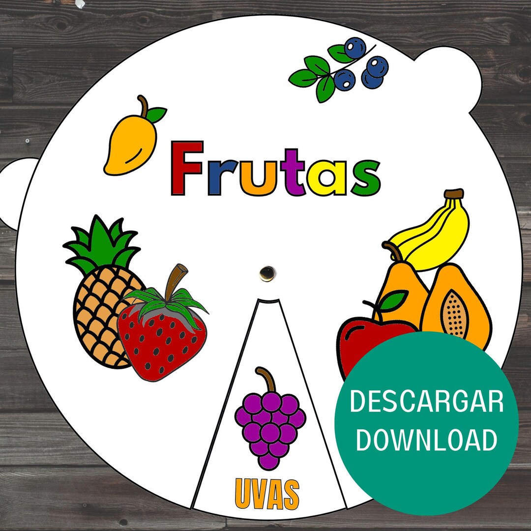 Spanish Fruits Coloring Wheel, Printable Crafts for Toddlers, Fruit ...
