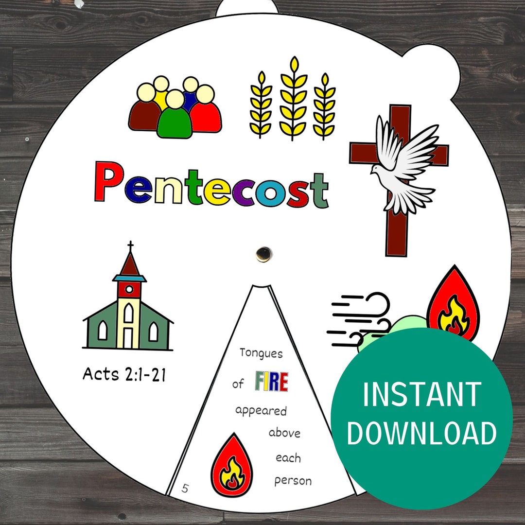 Pentecost Coloring Wheel, Printable Sunday School Lesson, Pentecost ...