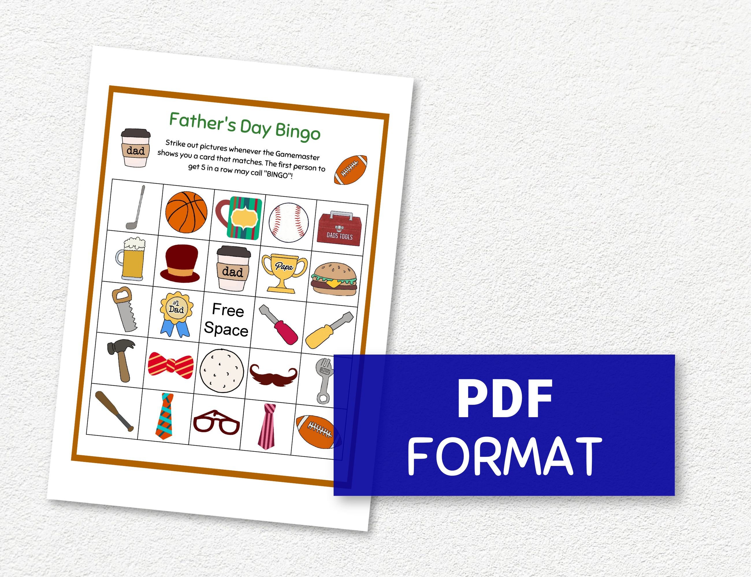 Fathers Day Bingo Cards Printable, 100 Fathers Day Bingo Cards PDF ...