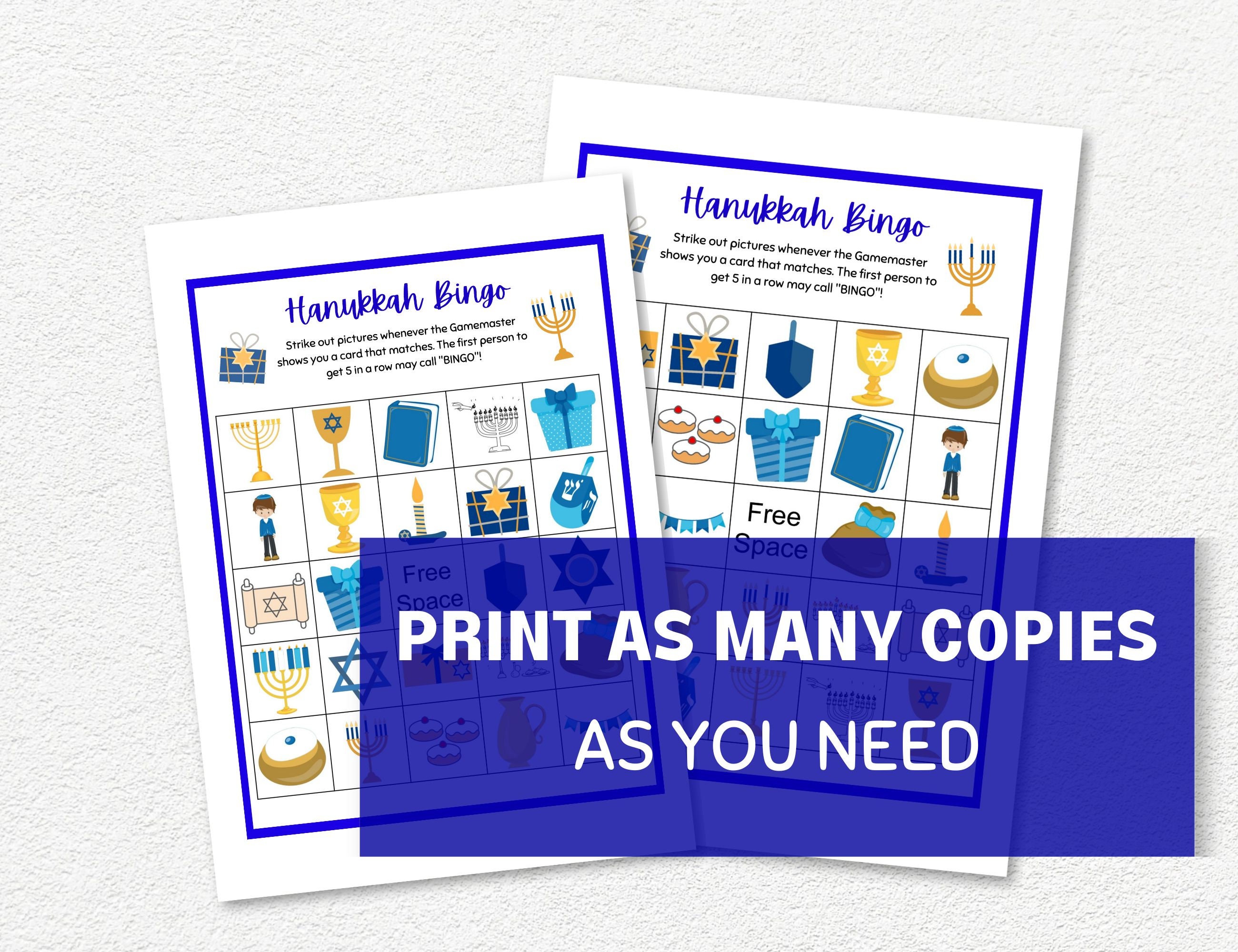 Hanukkah Bingo Game Printable, 25 Bingo Cards, Jewish Festival Games ...