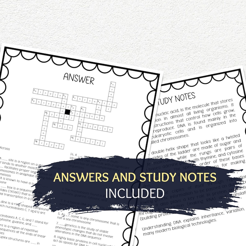 DNA Crossword Puzzle, Printable Biology Classroom Activities With Study ...