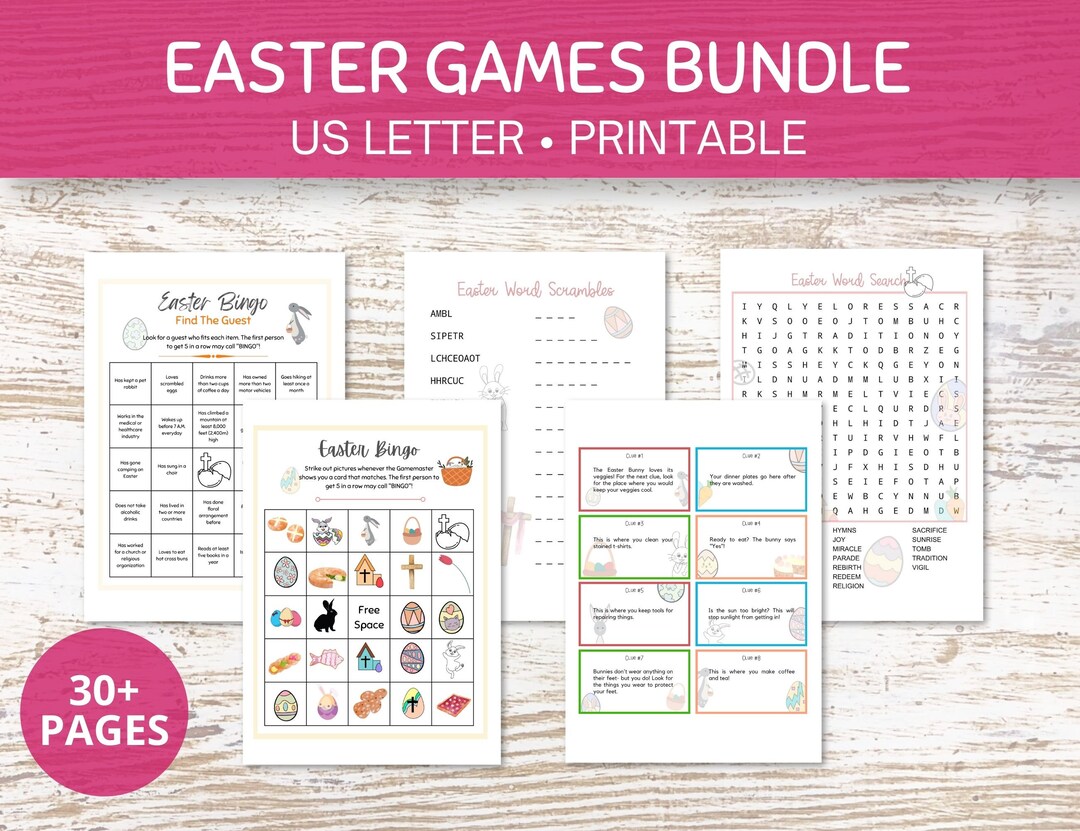 Easter Games Bundle, Printable Scavenger Hunt, Kids Bingo, Find the ...