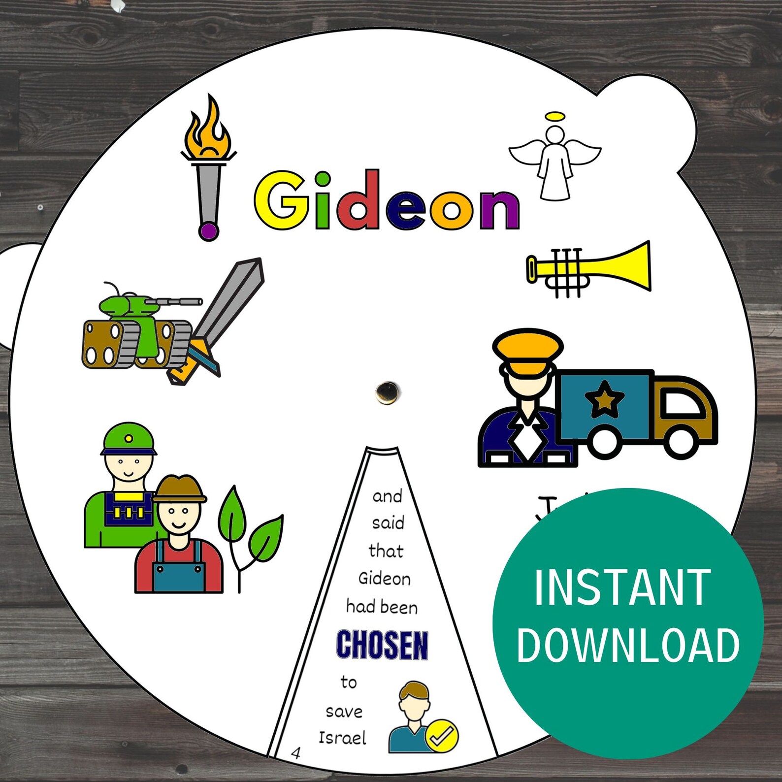 Gideon Coloring Wheel, Printable Sunday School Craft, Bible Story ...