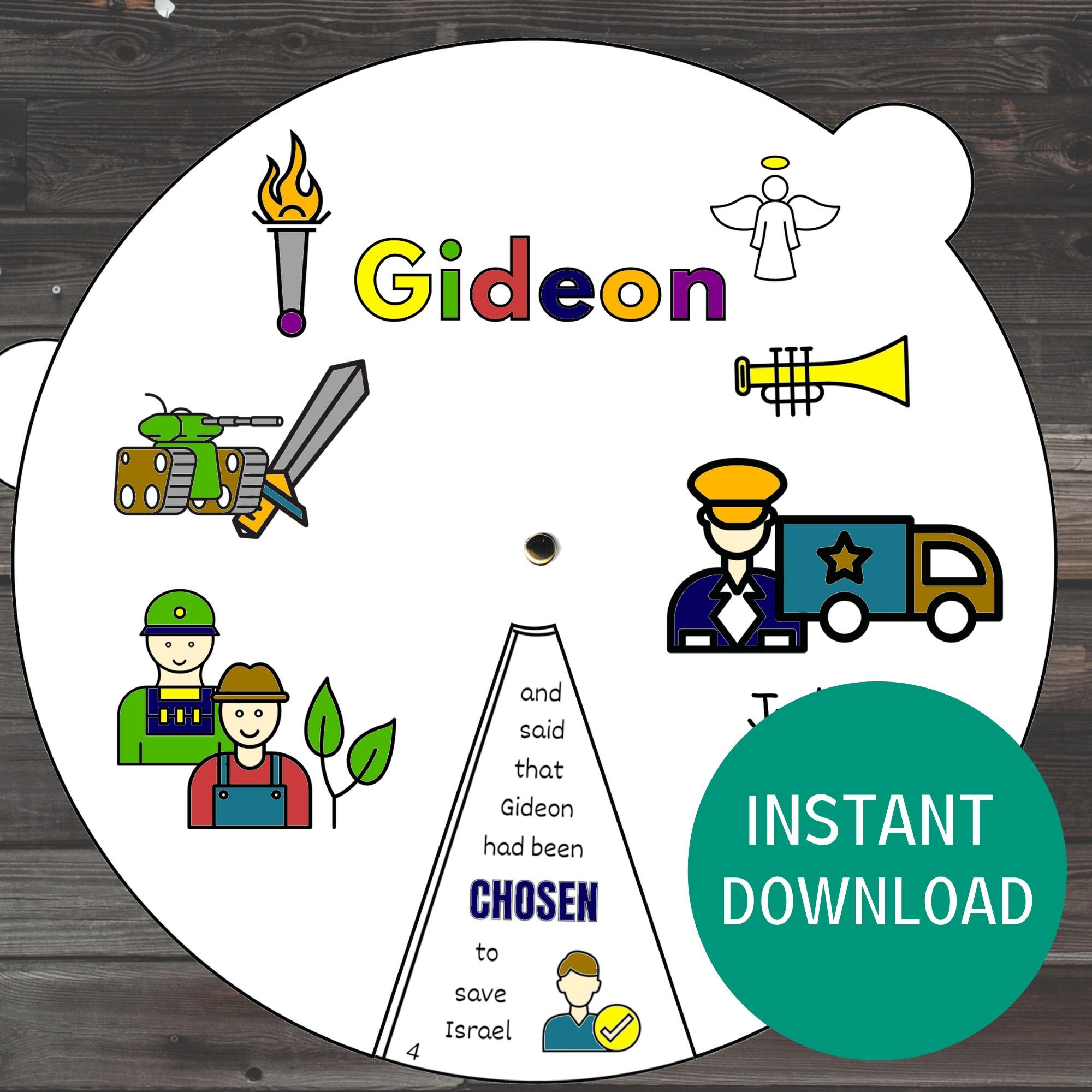 Gideon Coloring Wheel, Printable Sunday School Craft, Bible Story ...