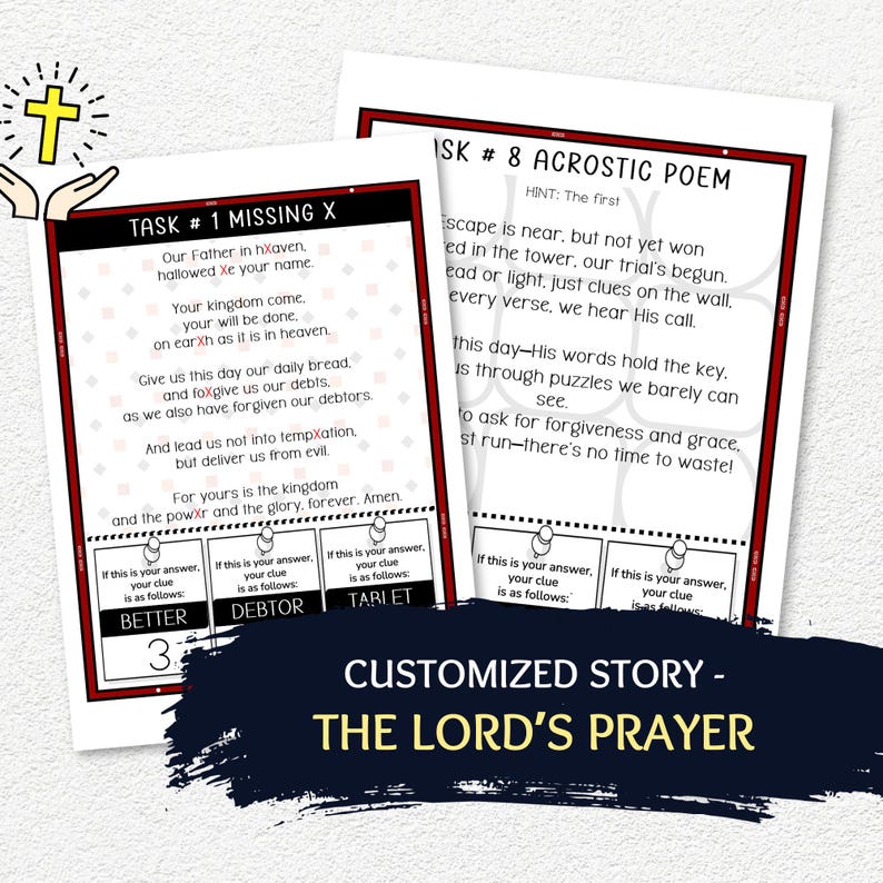 The Lord’s Prayer Escape Room, 12 Printable PDF Puzzles, the Lord’s ...