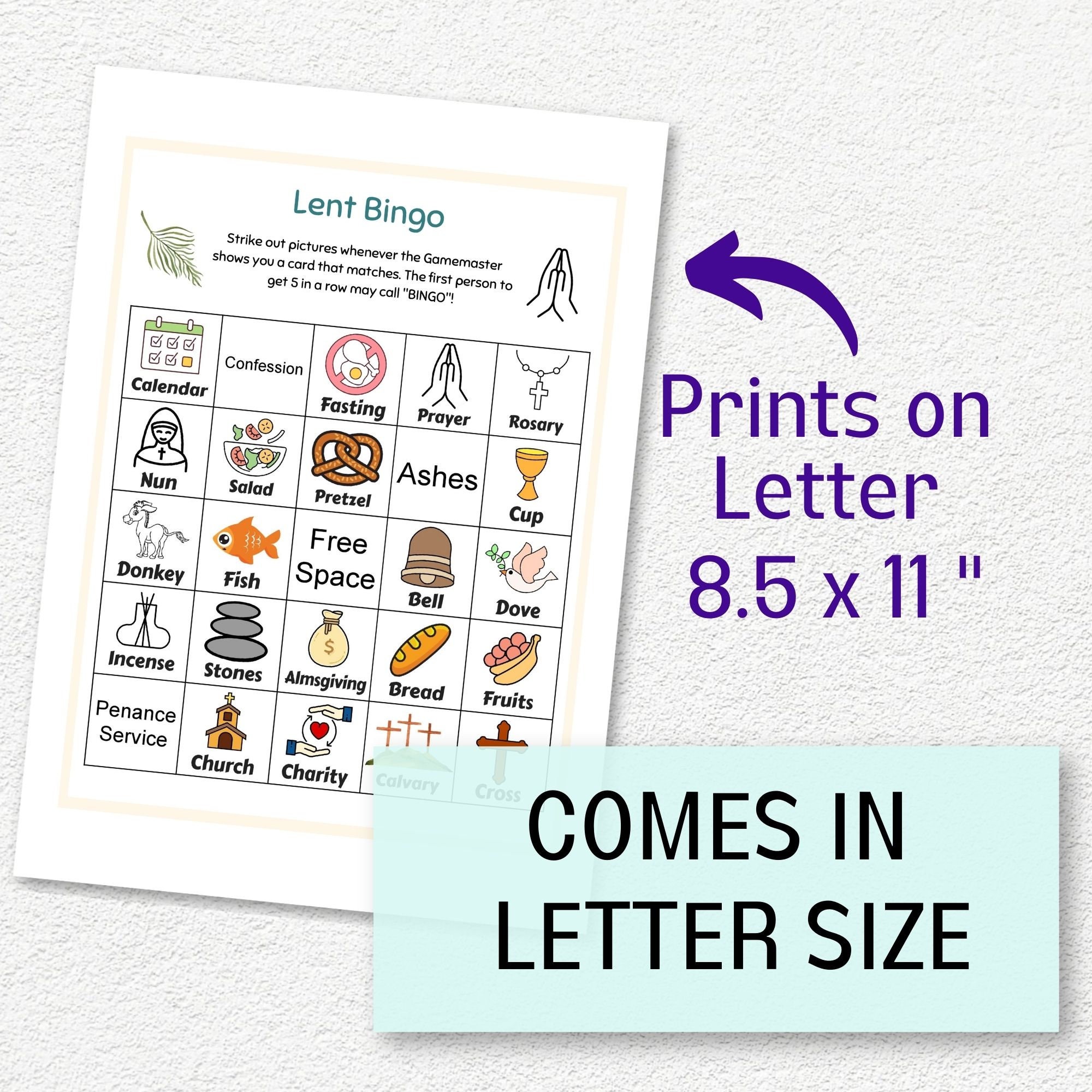 Lent Bingo Game Printable, 50 Printable Bingo Cards PDF, Lent ...