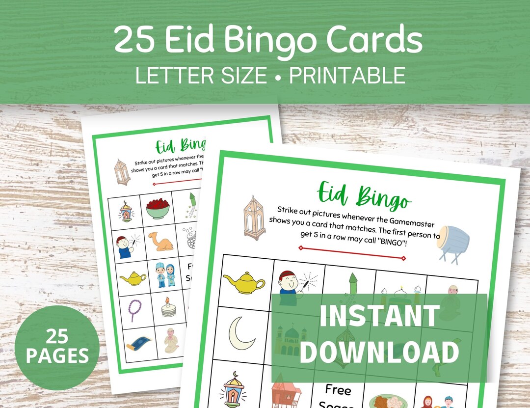 Eid Al-adha Bingo Cards, 30 Printable Bingo Cards, Printable Bingo, Eid ...