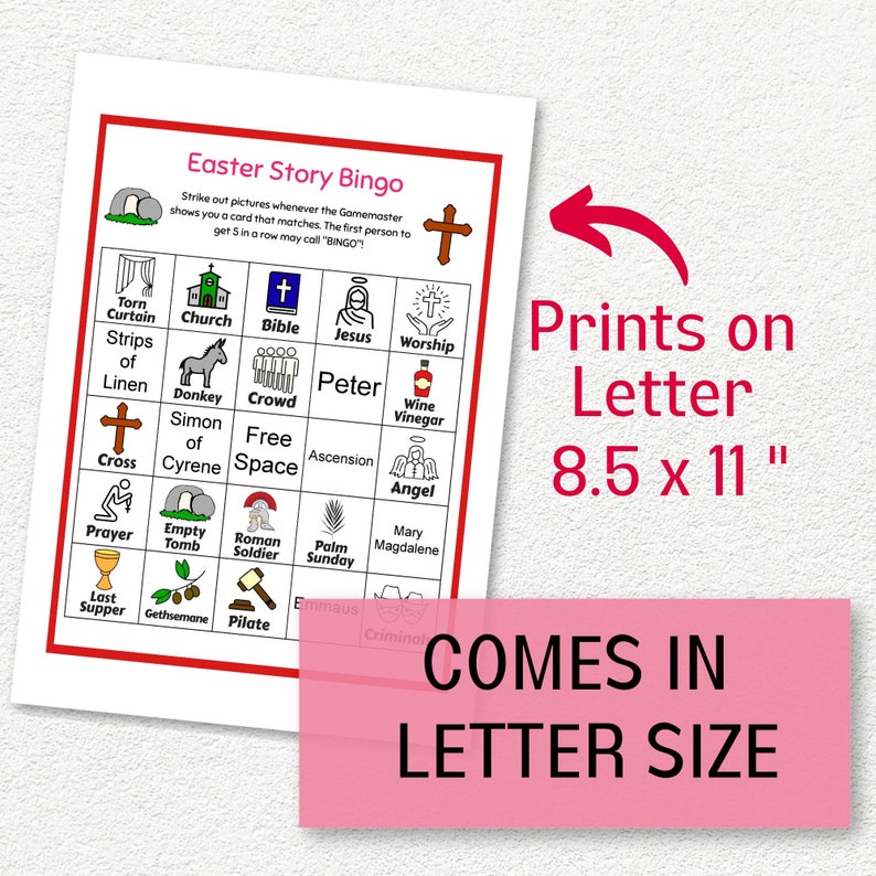 Easter Bingo Religious Game, 50 Printable Bingo Cards, Sunday School ...