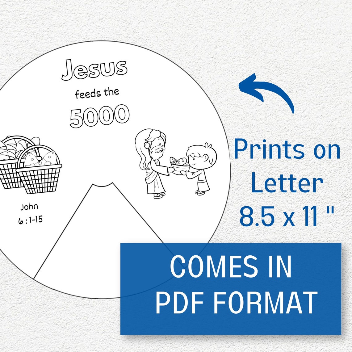 Jesus Feeds the 5000 Coloring Wheel, Five Loaves and Two Fish Craft ...