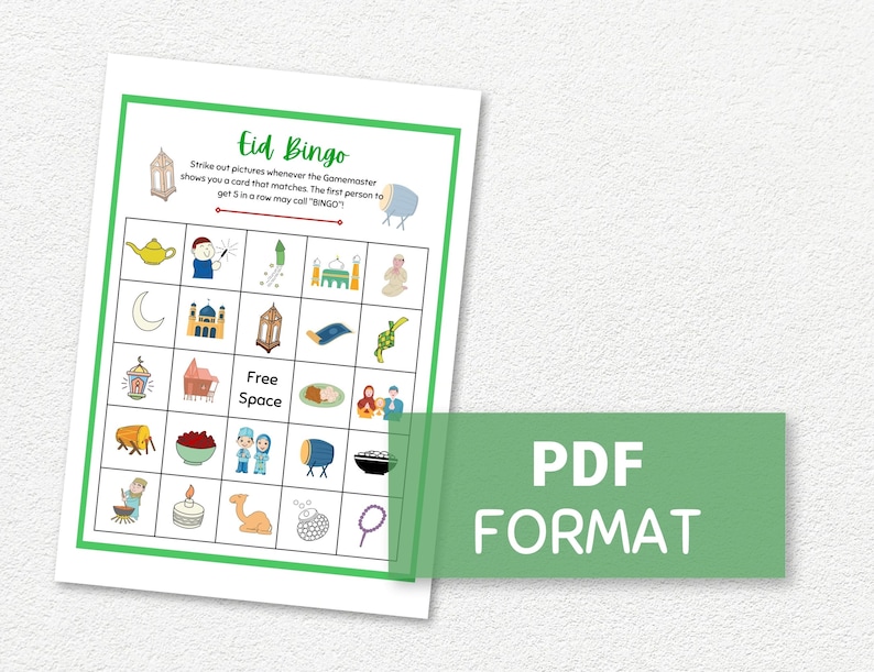 Eid Games Bingo Cards, 25 Printable Eid Al Fitr Bingo Cards, Ramadan ...