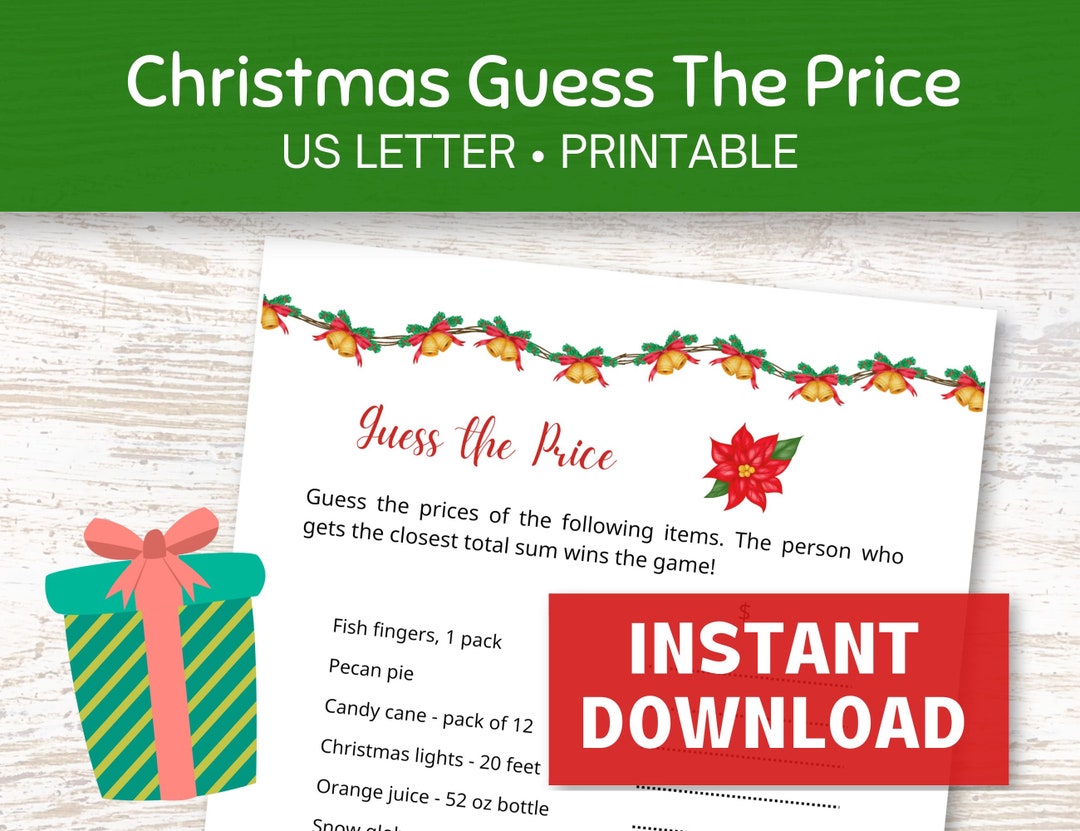 Christmas Guess the Price Printable, Christmas Guessing Game, Party ...