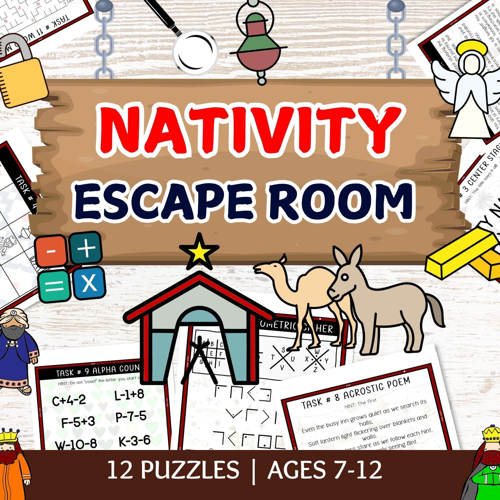 Nativity Escape Room, 12 Printable PDF Puzzles, Christmas Nativity ...