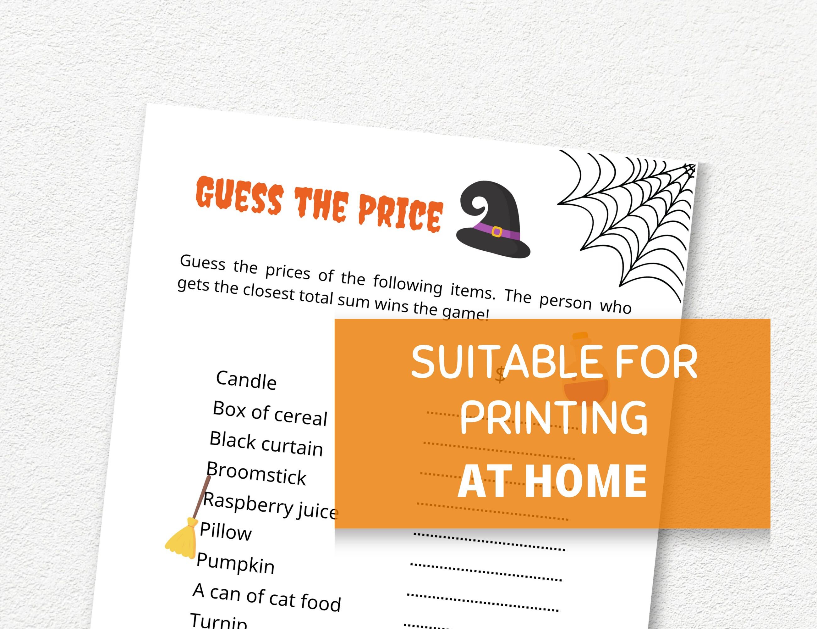 Halloween Guess the Price Printable Halloween Guessing Game - Etsy