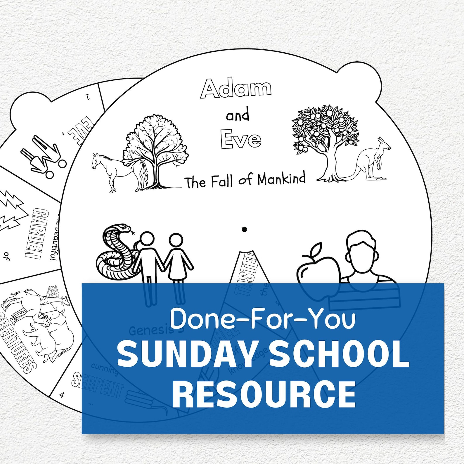 Adam and Eve Coloring Wheel, Printable Sunday School Lesson, Adam and ...
