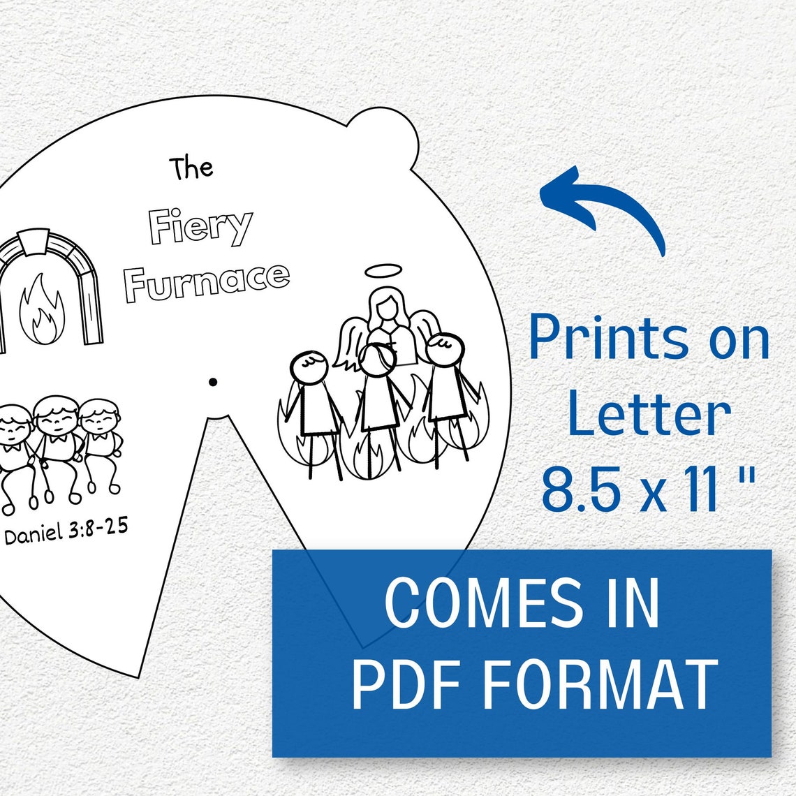 Fiery Furnace Coloring Wheel Printable, Sunday School Craft, Kids Bible ...