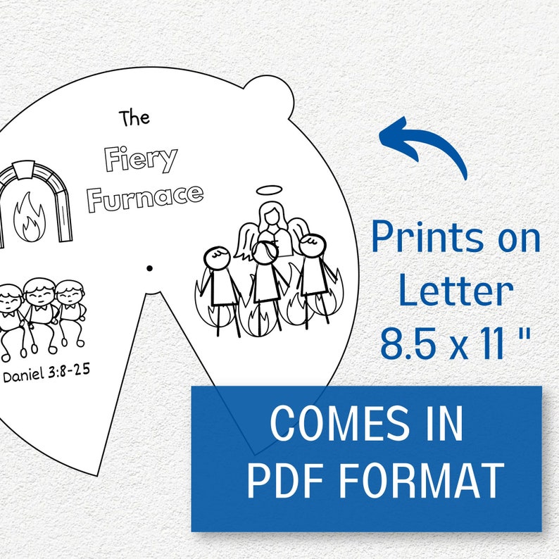 Fiery Furnace Coloring Wheel Printable, Sunday School Craft, Kids Bible ...