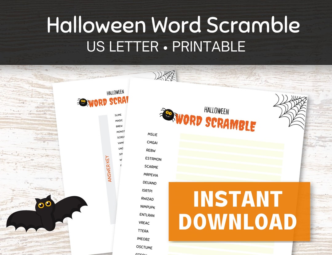 Halloween Word Scramble Printable, Halloween Word Scramble for Kids and ...