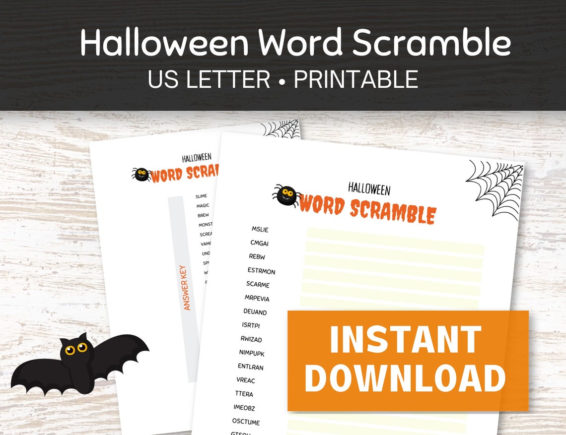 Halloween Word Scramble Printable Halloween Word Scramble for - Etsy