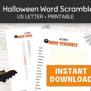 Halloween Word Scramble Printable, Halloween Word Scramble for Kids and ...