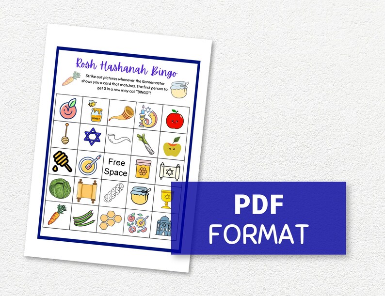 Rosh Hashanah Bingo Game, Rosh Hashanah Activity for Family, 25 ...