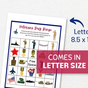 Veterans Day Bingo, 25 Bingo Cards Game, Veterans Day Printable ...